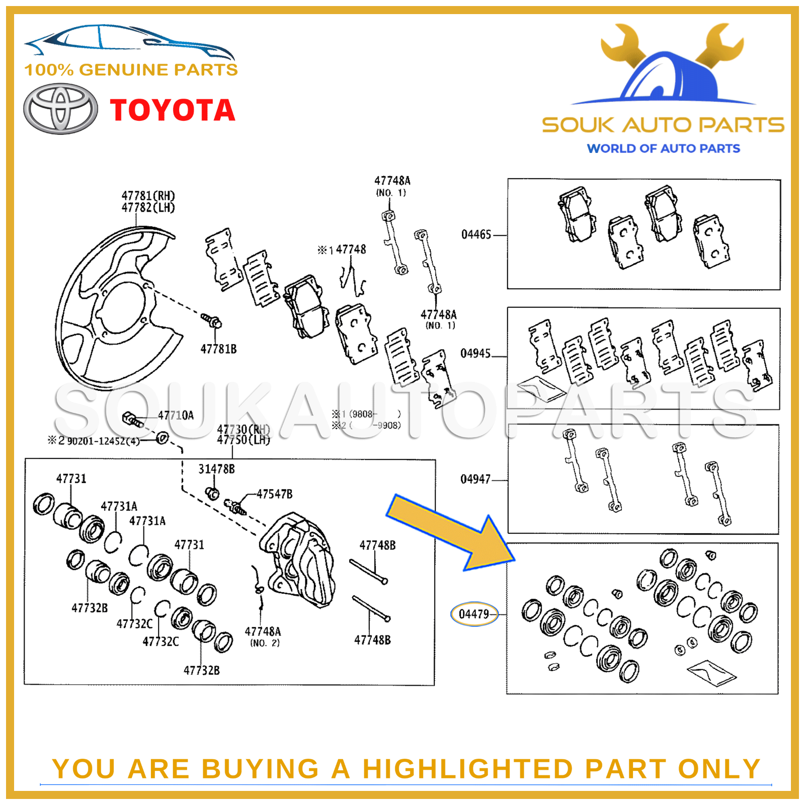 04479-60040 Genuine Toyota CYLINDER KIT, DISC BRAKE, FRONT 0447960040 ...