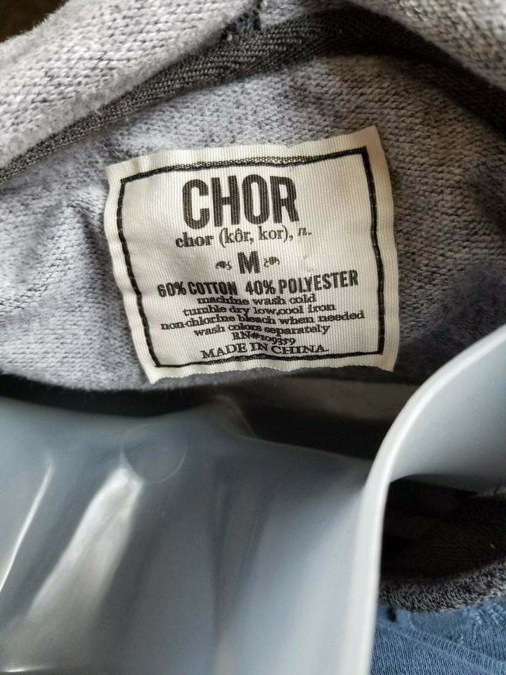 "CHOR "WOMEN HOODIE. SIZE MED. BUTTON. 60 COTTON/40 POLY. EXCELLENT ...