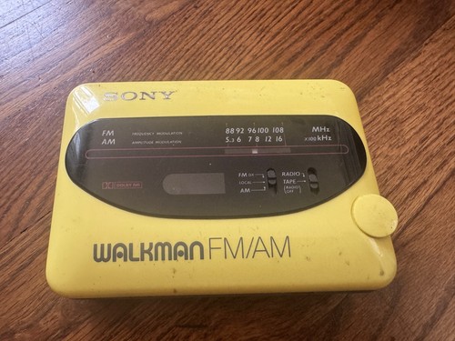 Vintage Sony Walkman WM-F68 Cassette Player Yellow WORKS NEW BELTS | eBay