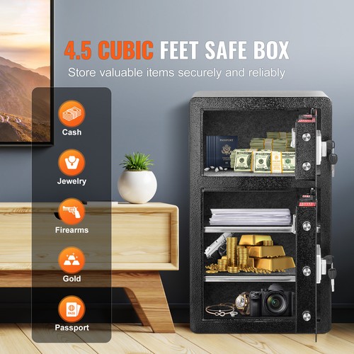 Double Door 4.5 cu.ft Safe Box with Key Lock Password Fireproof Bag ...
