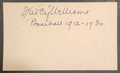 FRED CY WILLIAMS Autographed Signed 3x5 FOUR TIME Home Run Champion ...