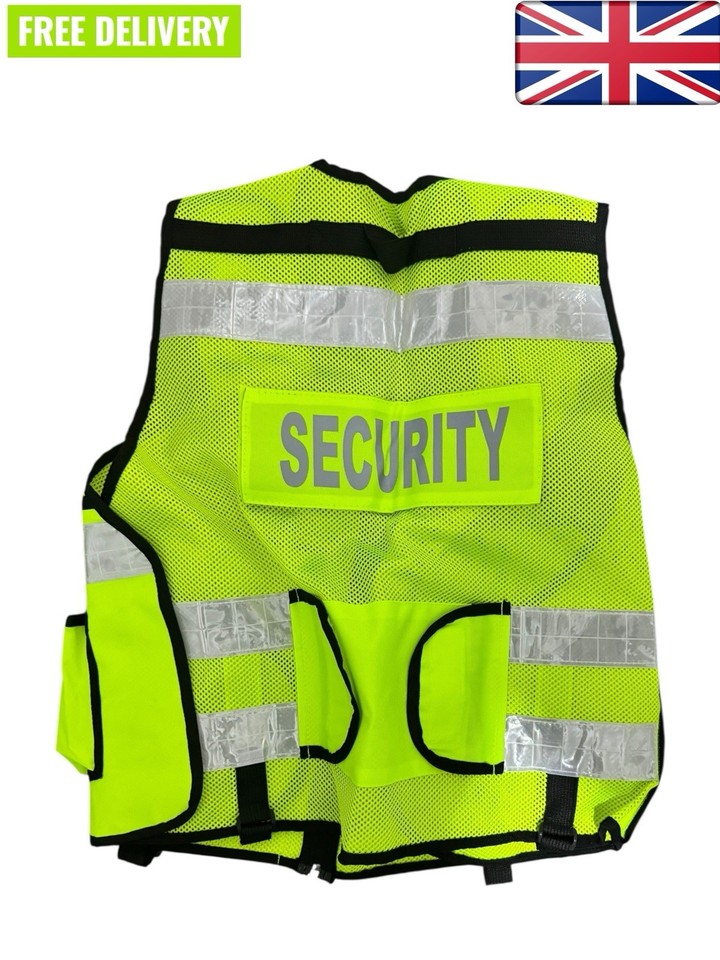 Security Hi Vis Vest Reflective Multi Pocket One Size UK FREE Delivery ...