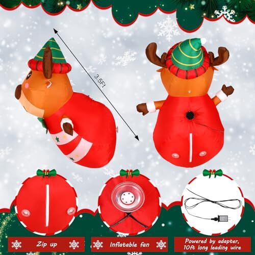 3.2ft Christmas Inflatable Reindeer Lean Out from Window Outdoor ...