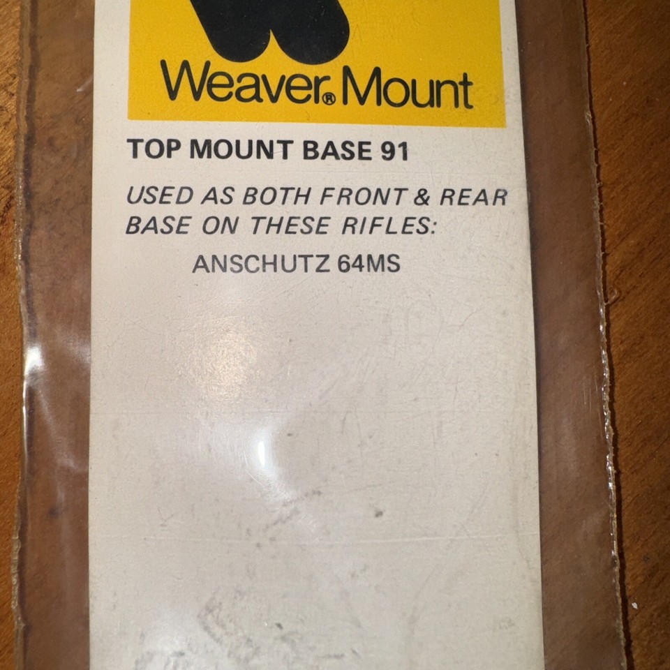 WEAVER RIFLE SCOPE FRONT OR REAR BASE 48091 91 FOR ANSHUTZ 64MS USA ...