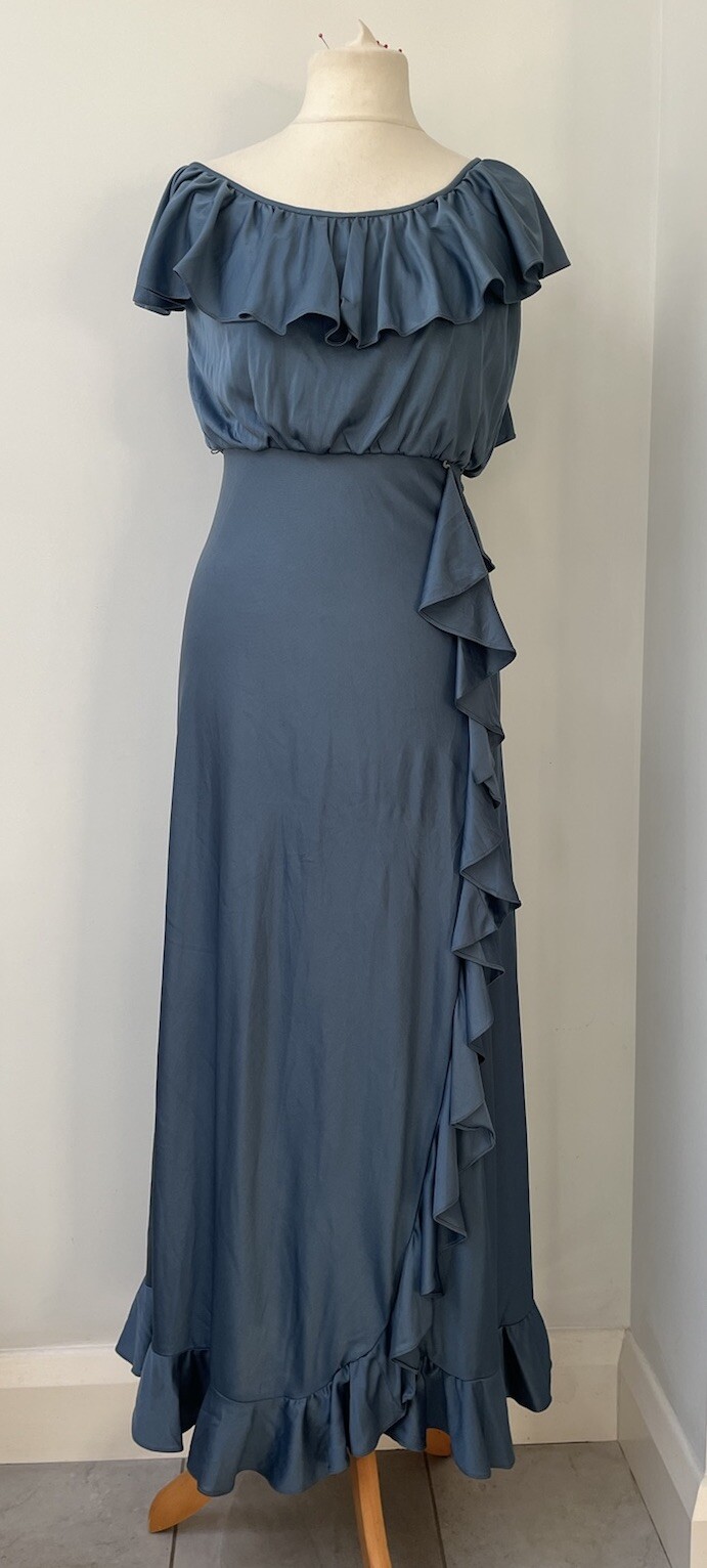 RARE / True Vintage 1960s Lorrie Dev Dusty Blue Maxi … - Gem