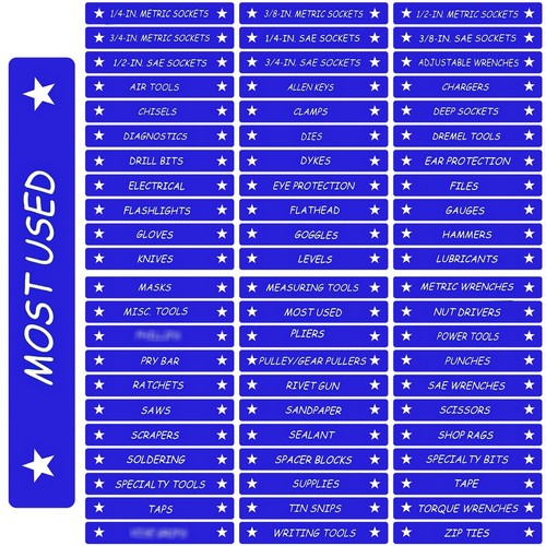 66 Pcs Magnetic Tool Box Labels Tool Chest Organizer Stickers for ...