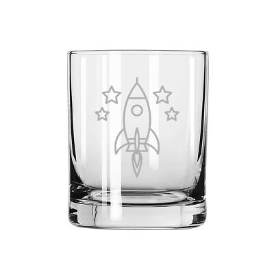 Rocket Ship to Mars Moon Stonks Etched Rocks Glass | eBay