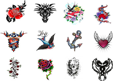 12 Tattoo Tattoos Cake Edible Icing Sheet Cake Toppers 2" | eBay