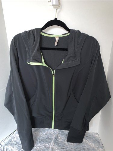 LUCY Full Zip Athletic Hooded Track Jacket Black/ Lime Green, Size ...