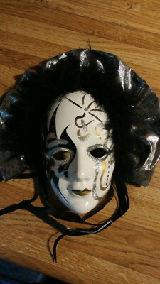 Satis-5 Porcelain Oriental Masquerade Mask Ornate Wall Hanging Decor ...