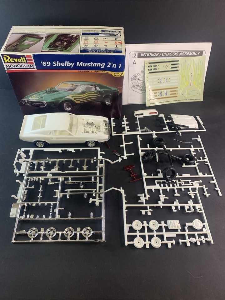 69 Shelby Mustang 2 n 1 Revell Monogram Model Kit 1/25 Scale Partially ...