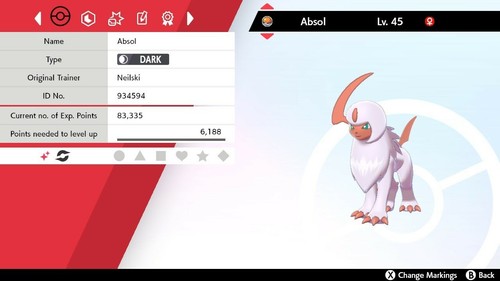 Pokemon Sword & Shield Shiny Absol 6IV Max EVs 45496424756| eBay