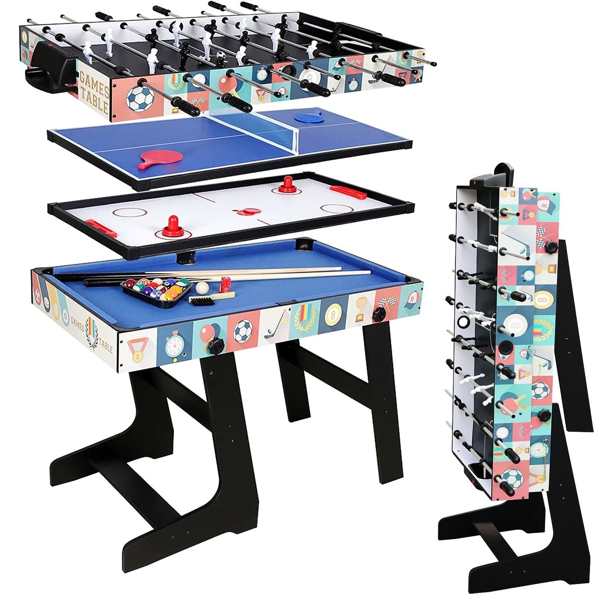 4 IN 1 Multi Game Combination Table Set for Kids Pool Foosball Ping Pong Hockey eBay