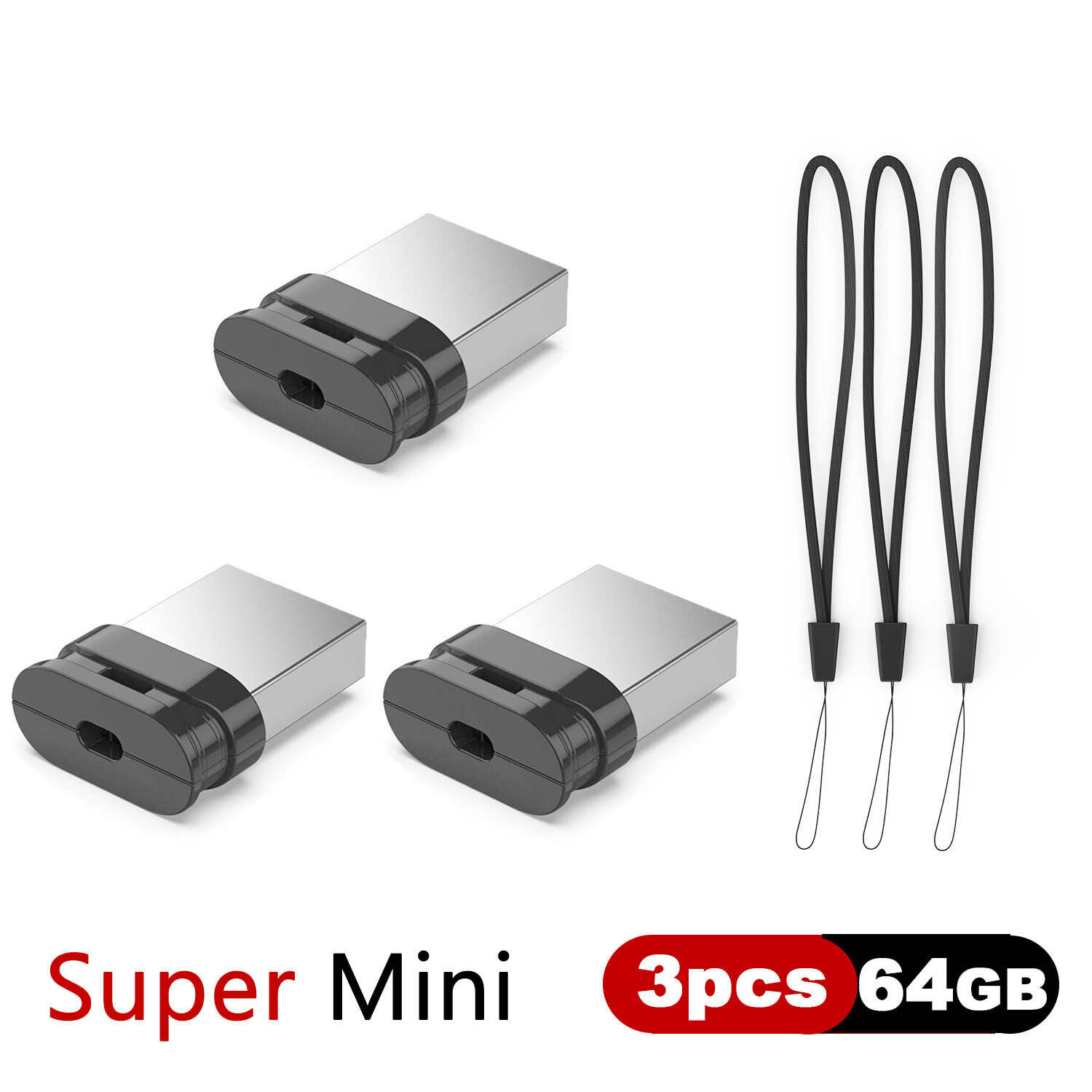 3pcs Mini USB 2.0 64GB exFAT Flash Drive Thumb Pen Stick for PC/Laptop ...