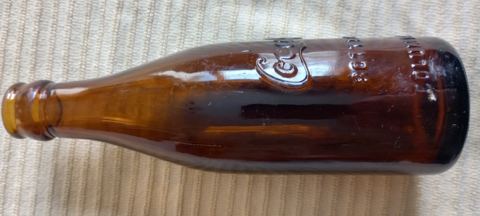 Antique Coca Cola Bottle Amber Straight Side 1905-15 Columbus OH | eBay