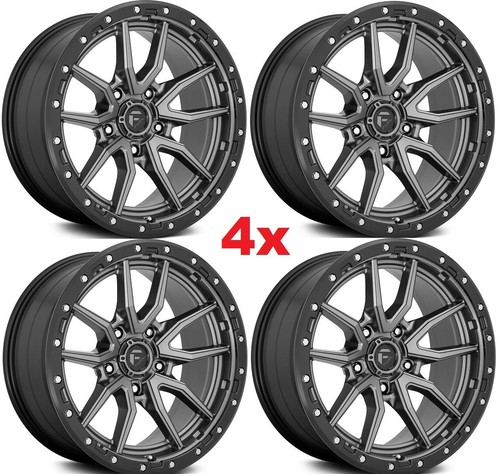 FUEL REBEL GUNMETAL W/ BLACK WHEELS RIMS 5 FITS GLADIATOR WRANGLER ...