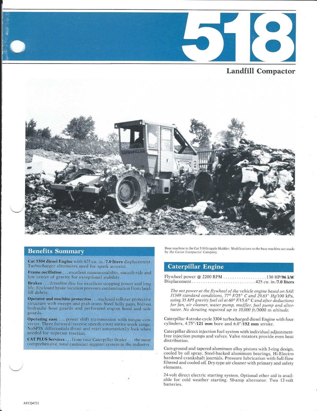 Equipment Brochure - Caterpillar - 518 - Landfill Garbage Compactor ...