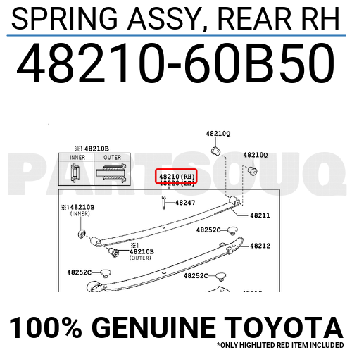 4821060B50 Genuine Toyota SPRING ASSY, REAR RH 48210-60B50 | eBay