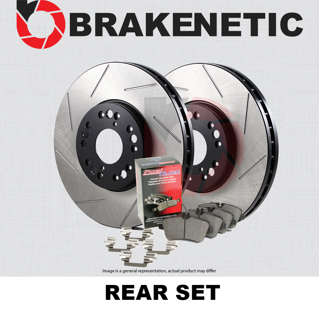 REAR BRAKENETIC Slotted Brake Rotors + Ceramic Pads Tesla Model Y 55. ...