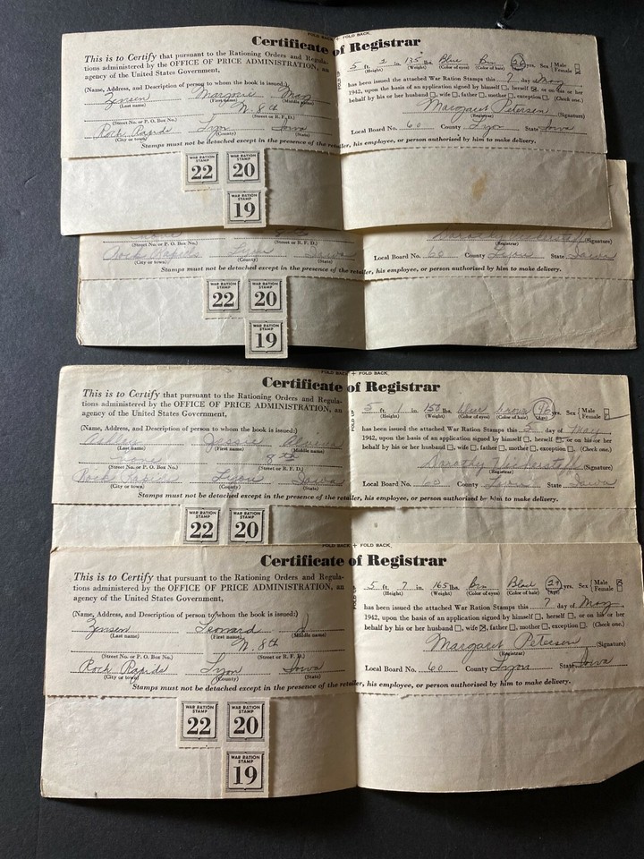 Lot of 9 Vintage World War II RATION BOOKS No. 1 2 3 4 California | eBay