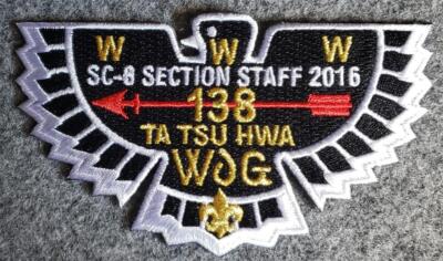 2016 SC-8 Section STAFF Conclave Lodge 138 Ta Tsu Hwa - Black Bird WHT ...