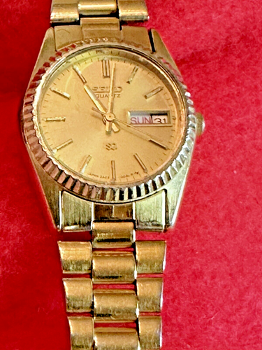 Ladies SEIKO S3 Quartz Calendar Day Watch Gold case gold face 2A23-003L ...
