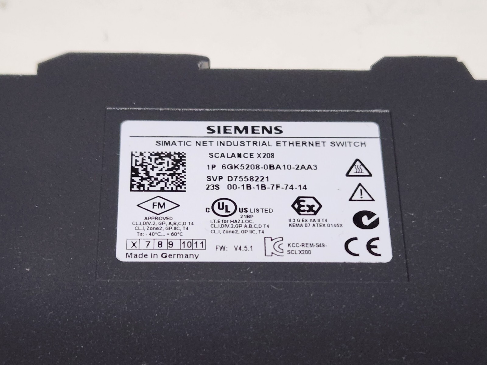 SIEMENS 6GK25208 0BA10 2AA3 SIMATIC NET Industrial Ethernet Switch ...