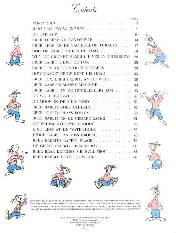 Vintage Large Golden Book Disney UNCLE REMUS STORIES De Tar-Baby Brer ...