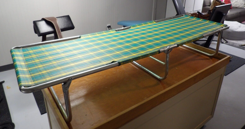 Vintage Aluminum Frame Cot Plaid Foldable Camping Lightweight Cot Bed ...