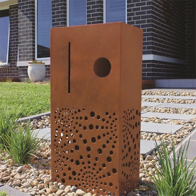 NEW Modern Large Pillar Rustic Steel Rust Finish Vista Letter Box ...