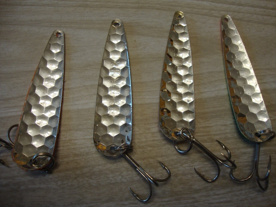 4 USED 3 1/4" FISHLANDER 1 SALMON/TROUT TROLLING SPOONS-E | eBay