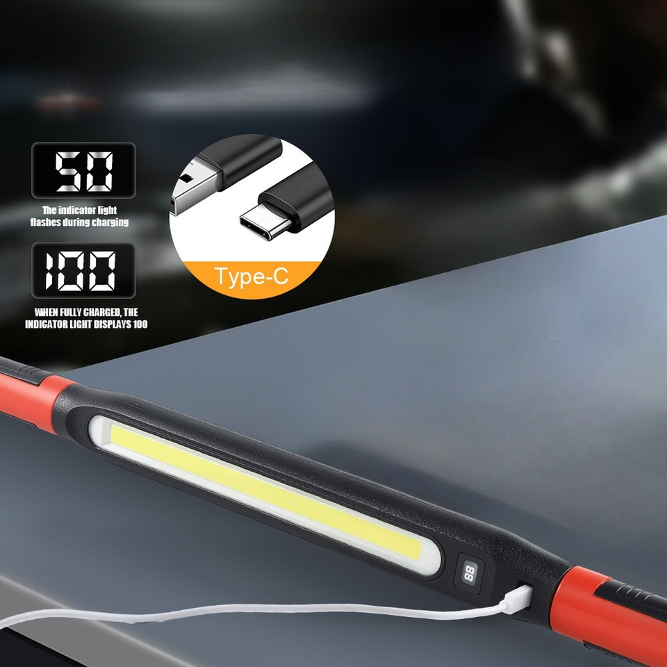 LED Work Light Rechargeable Lamp For Car Repair Rotating Hook ABS ...