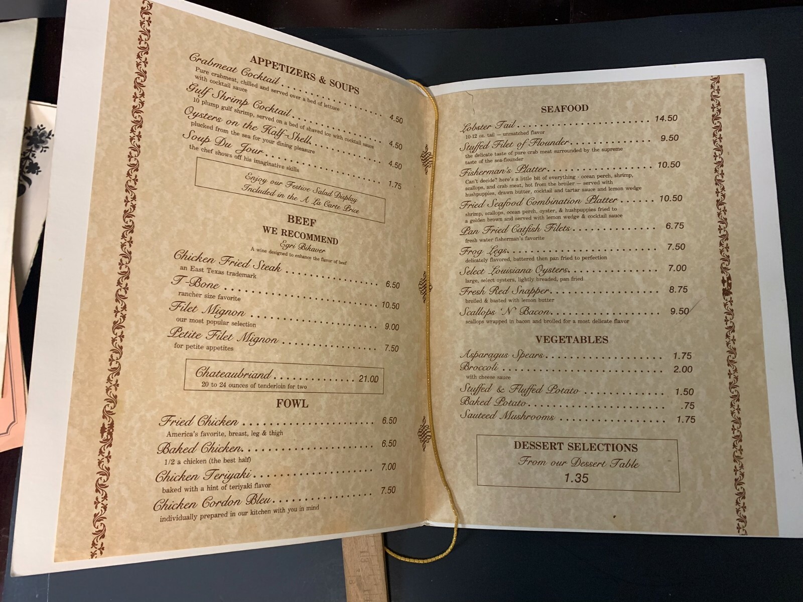 Vtg Restaurant Menu Roy H. Laird Country Club Kligore Gregg Rusk TX ...