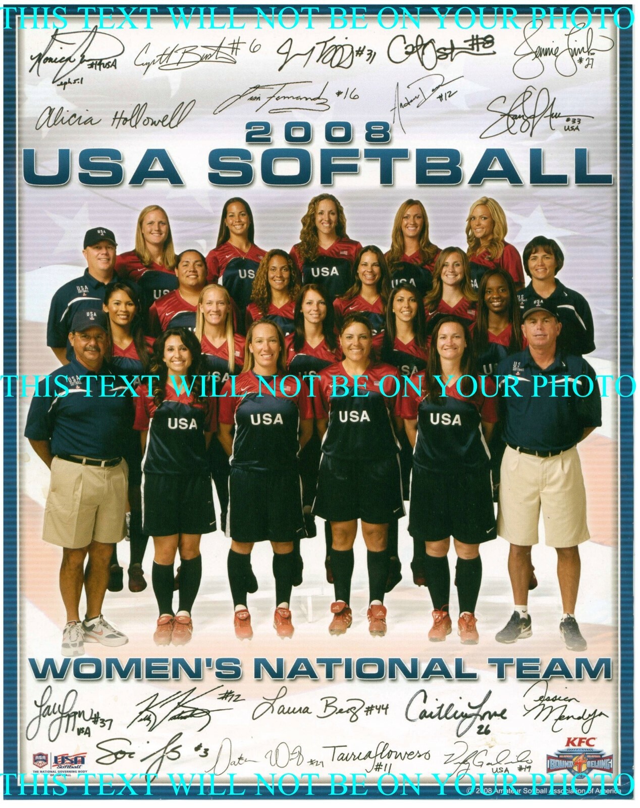 2008 USA OLYMPIC SOFTBALL TEAM SIGNED RP PHOTO OSTERMAN FINCH NUVEMAN ...