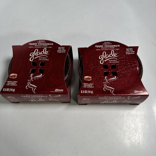 Lot Of 2 Glade Scented Oil Candle Winter Collection Apple Cinnamon ...