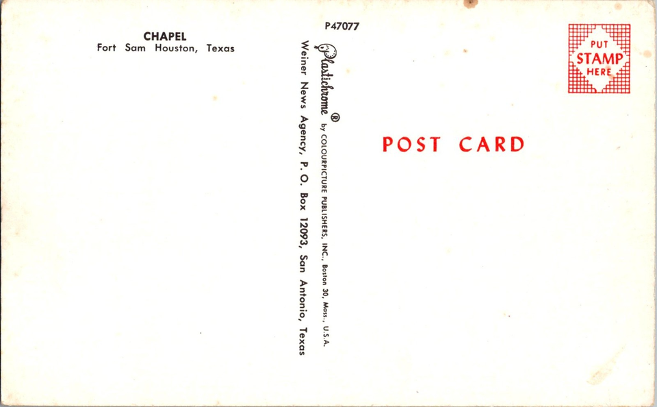 Postcard Chapel Fort Sam Houston San Antonio Texas Chrome Unposted | eBay