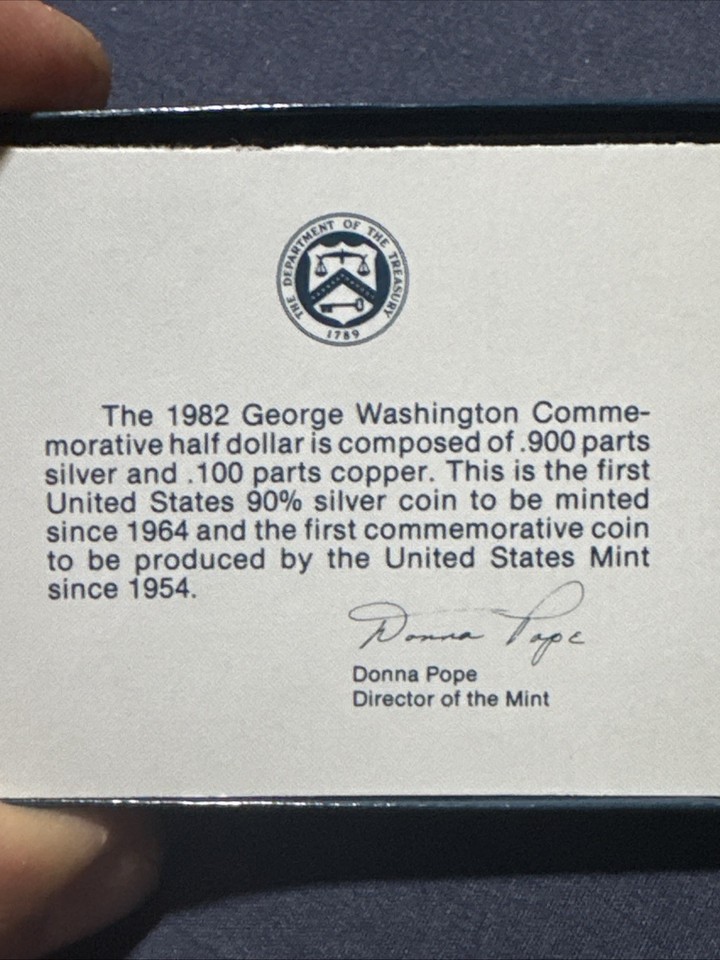 1982-D George Washington Commemorative Half Dollar Coin, 90% Silver ...