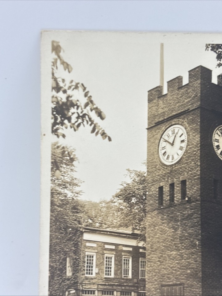 1940s Hudson Ohio Clock Tower & Bank, RPPC Postcard | eBay