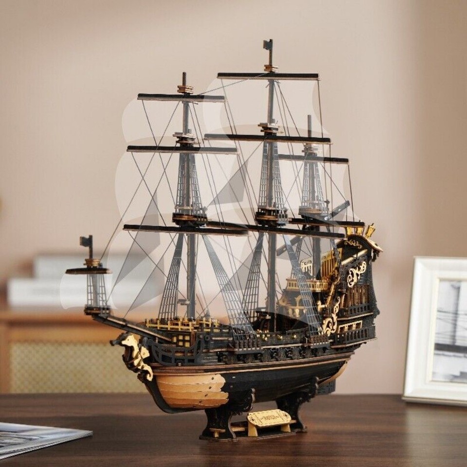 ROKR DIY Ship Model The Seahorse Barque 3D Wooden Puzzle Boys Man Gift ...