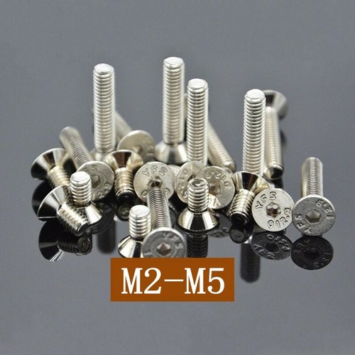 10pcs M2~M5 12.9 Grade Countersunk Hexagon socket screws White nickel ...