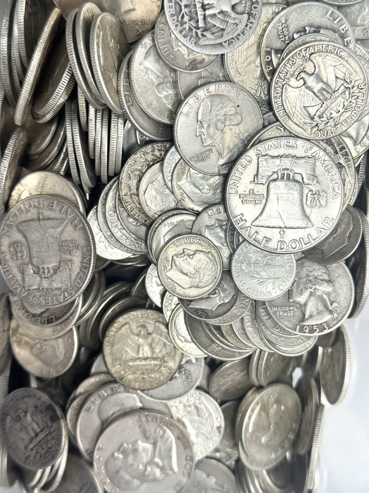 US Silver Coin Junk Silver Lot 25 ozt Troy Ounce 90% Pre 1964 Silver ...