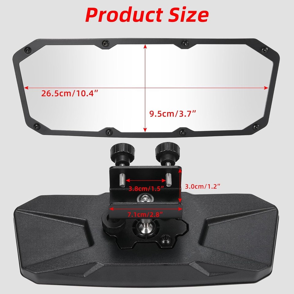 Boat Rear View Mirror, 10" W x 3.5" H Boat Mirrors, Marine Mirror for ...