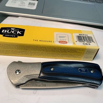 Buck Knife 337 Paradign Black/Blue USA Shift Mechanism W/ Clip | eBay