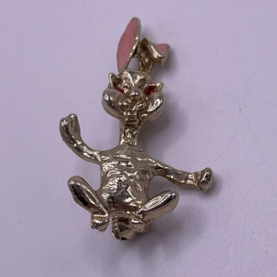Vintage Easter Bunny Rabbit Gold Tone Pink Rhinestone Brooch Pin ...