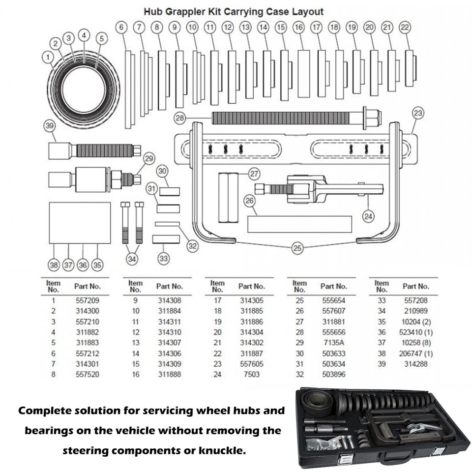 Universal 6575 Hub Grappler Kit for Vehicle Wheel Hub and Bearing ...