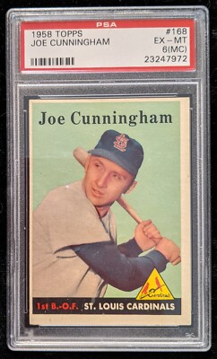 1958 Topps JOE CUNNINGHAM #168 PSA 6 (MC) EX-MT St. Louis Cardinals ...