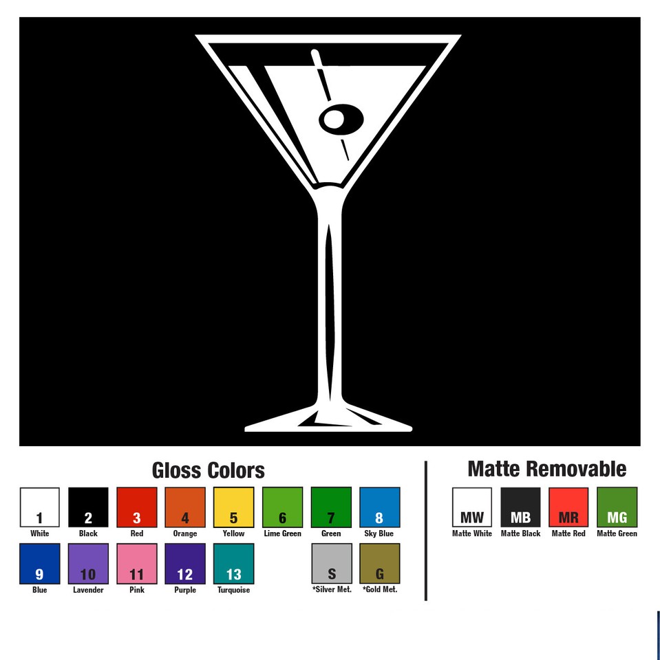 3.5" Cocktail Glass Decal Sticker Wine Decor Champagne Party Mix Drink ...