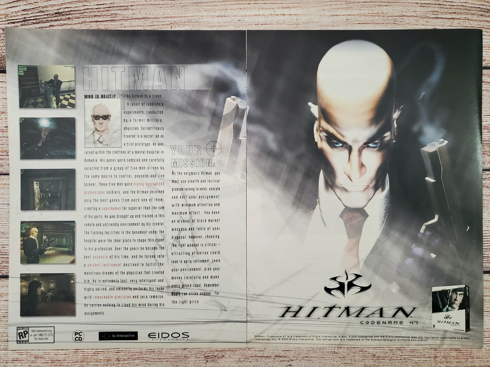 Hitman Codename 47 PC PS2 Xbox PS3 PS4 2000 Vintage 2-Page Promo Ad Art ...