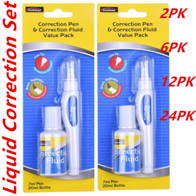 7ml Liquid Paper Correction Fluid Pen Fast Dry 20ml Refill Bottle Brush ...