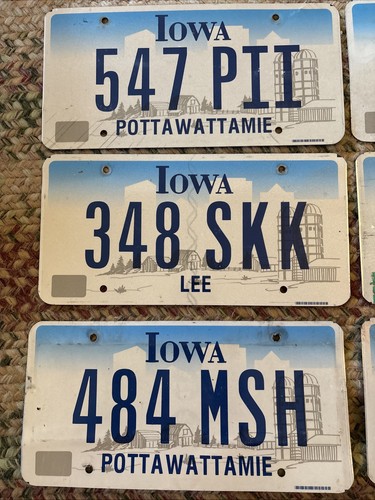 Lot of 6- Iowa Licence Plates 2009-2010 Flat Letters And Numbers Used ...